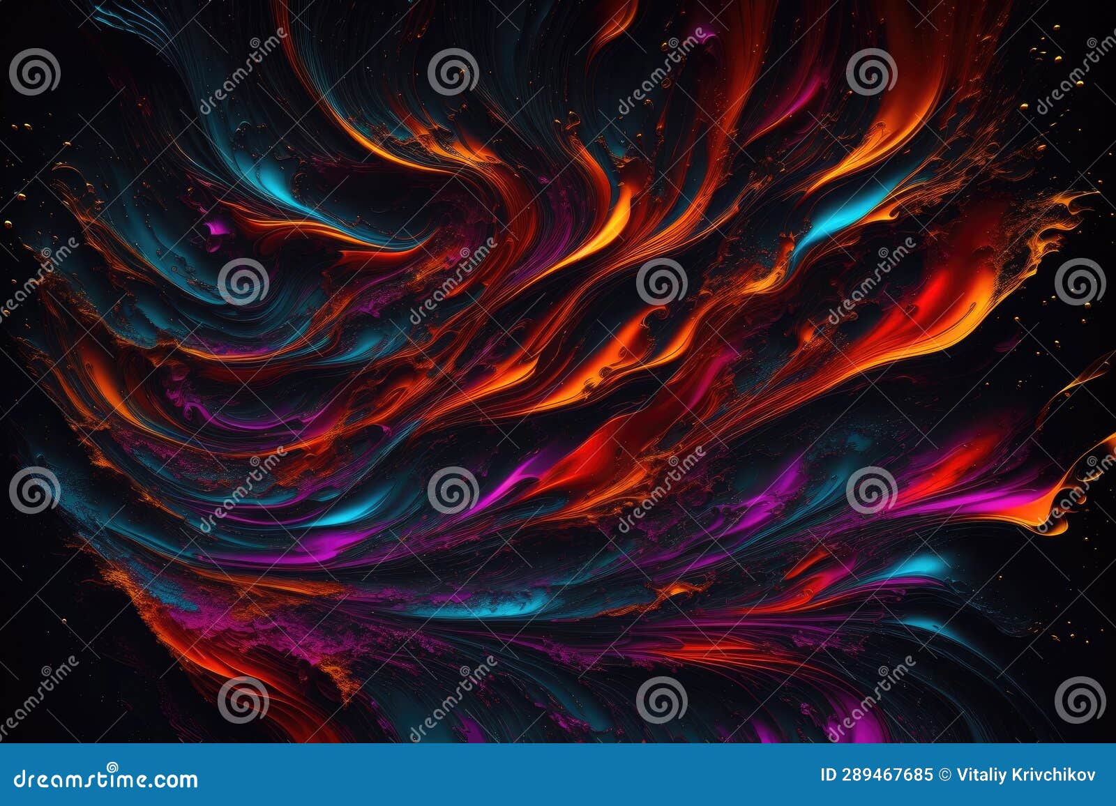 Abstract Texture of Flow Multi Vibrant Vivid Liquid Colors. Digital Art ...