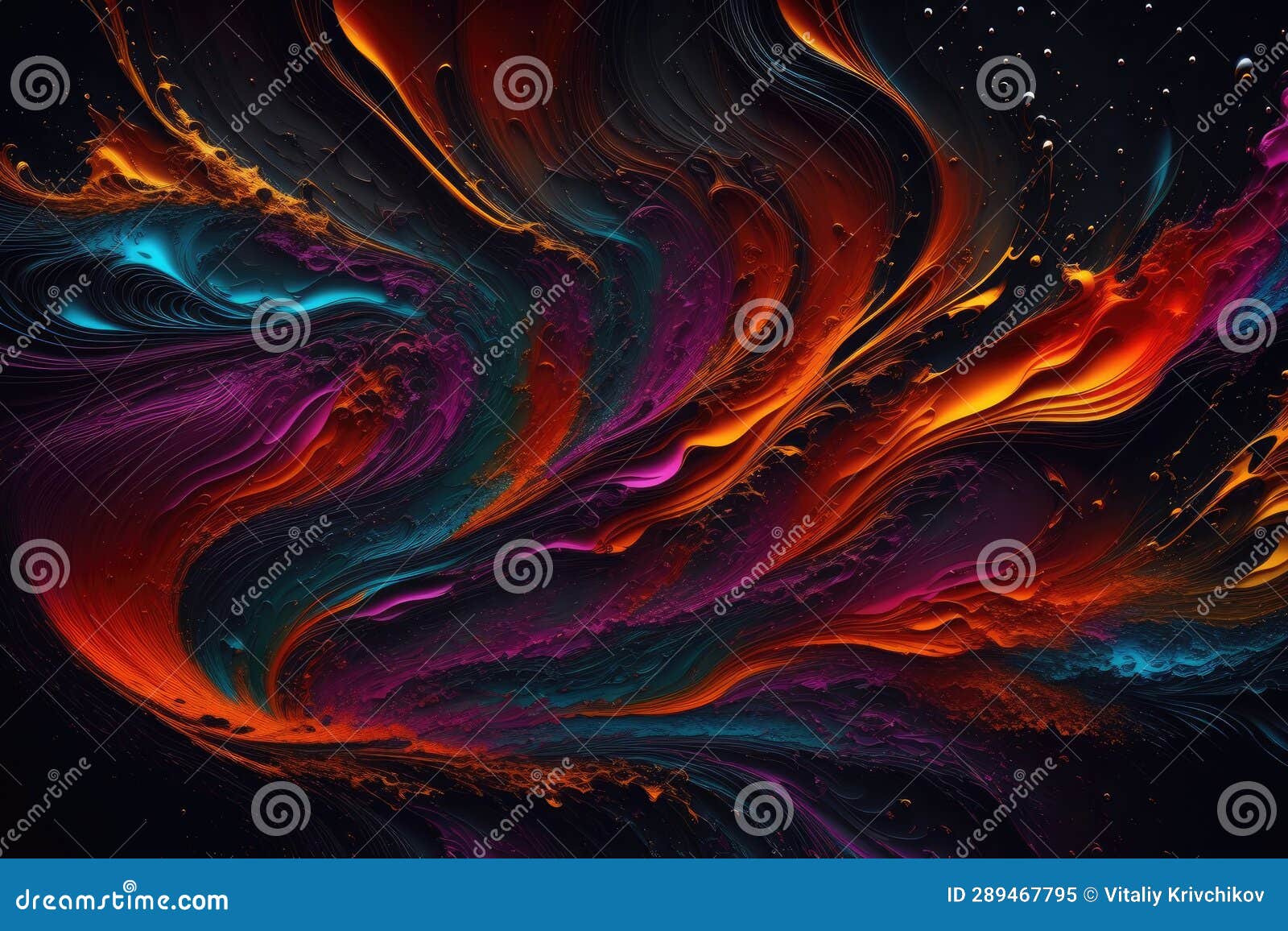 Abstract Texture of Flow Multi Vibrant Vivid Liquid Colors. Digital Art ...