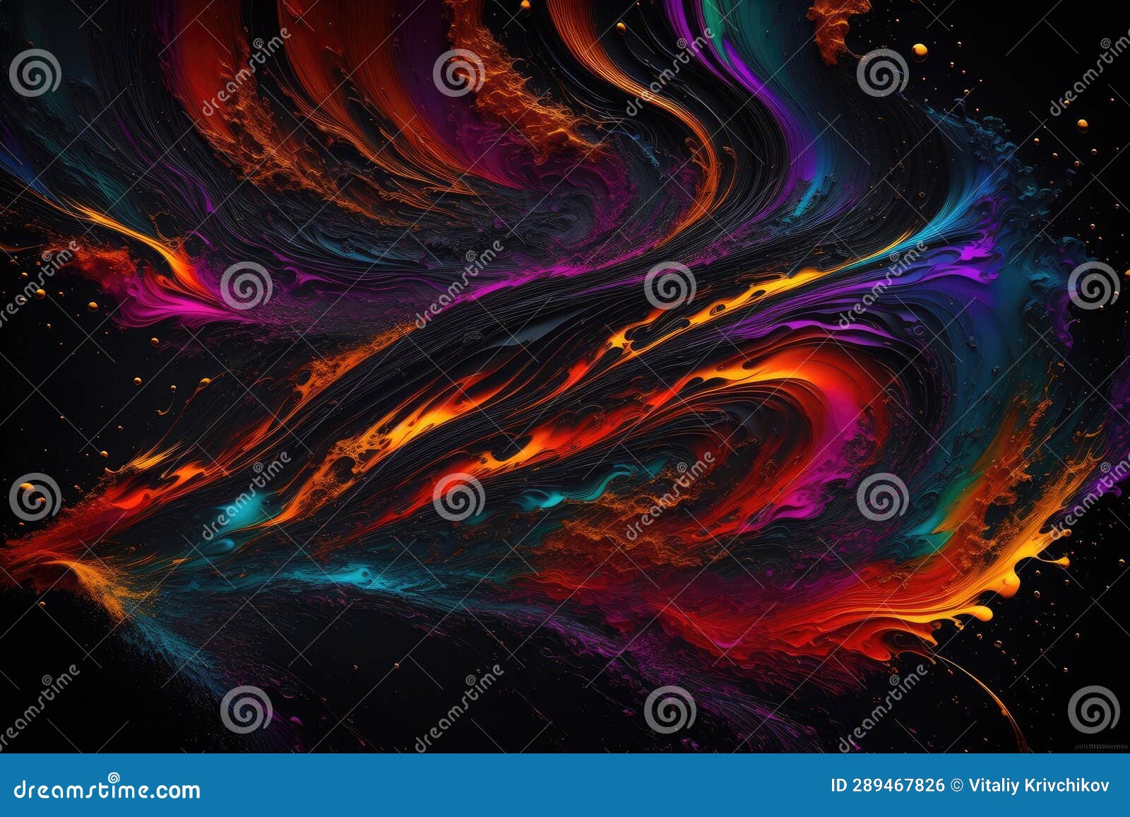 Abstract Texture of Flow Multi Vibrant Vivid Liquid Colors. Digital Art ...