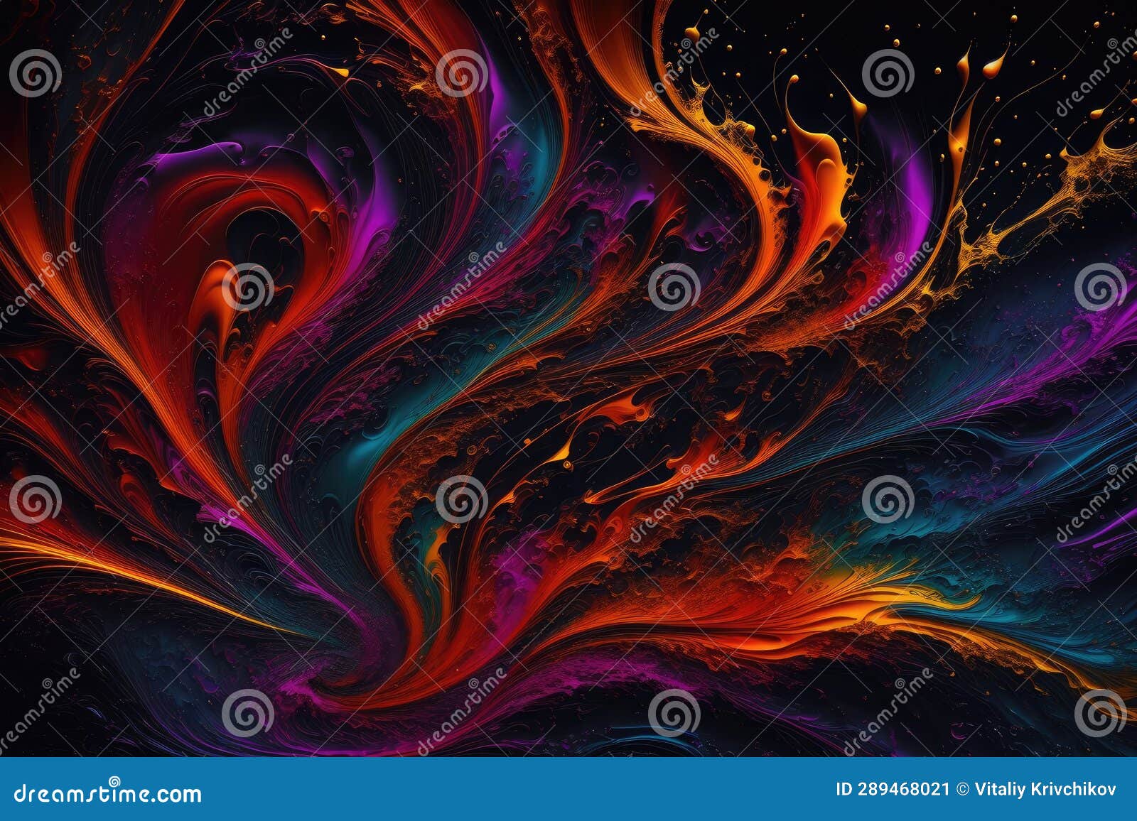 Abstract Texture of Flow Multi Vibrant Vivid Liquid Colors. Digital Art ...