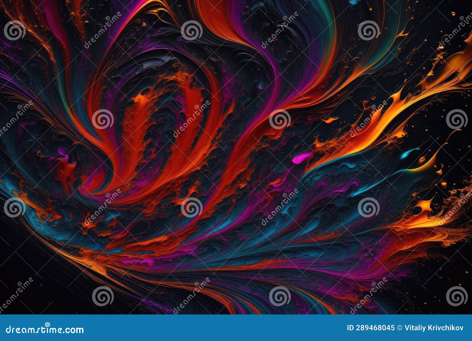 Abstract Texture of Flow Multi Vibrant Vivid Liquid Colors. Digital Art ...
