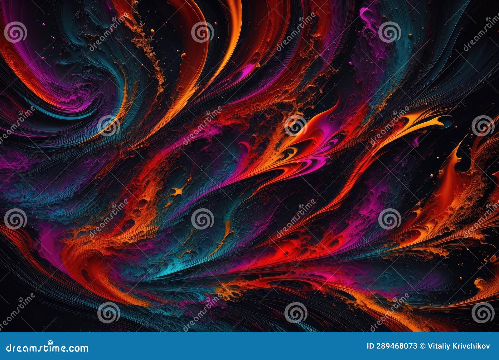 Abstract Texture of Flow Multi Vibrant Vivid Liquid Colors. Digital Art ...