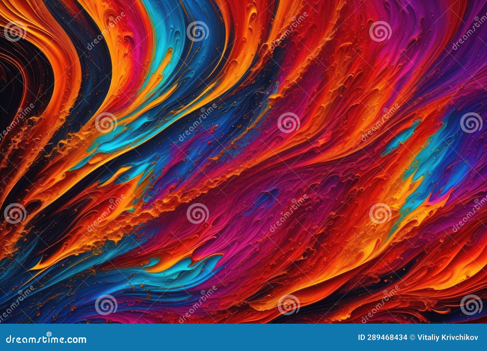 Abstract Texture of Flow Multi Vibrant Vivid Liquid Colors. Digital Art ...
