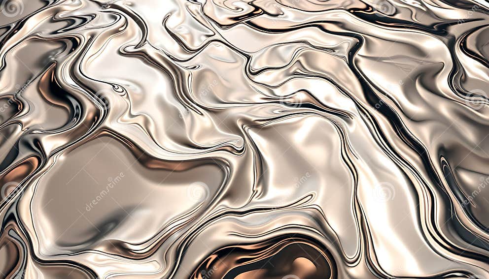 Abstract Texture of Flowing Silver Metallic Surface Generative AI Stock ...