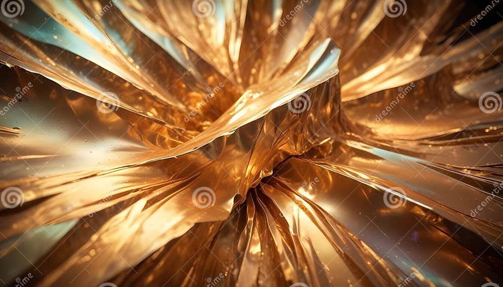 An Abstract Texture of a Golden, Metallic Surface with Flowing, Folded ...