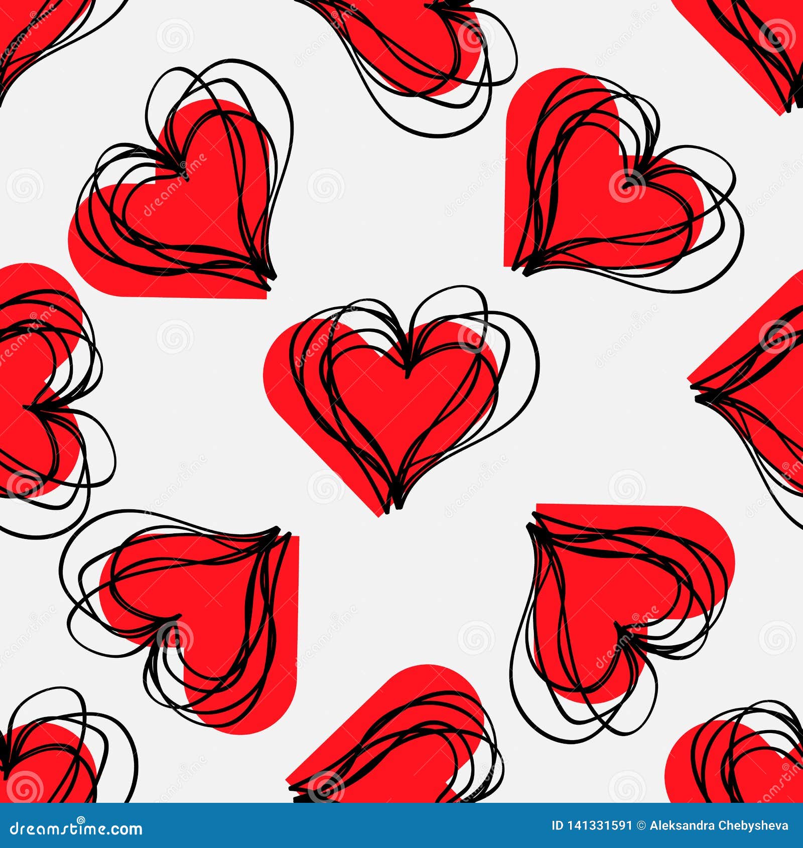 Abstract Texture with Hatching Love Signs. Lovely Seamless Pattern ...