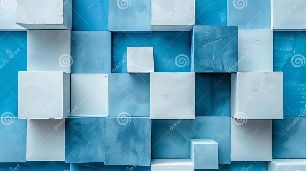 Abstract Texture of Overlapping Cubes in Blue Shades Closeup Image, Ai ...
