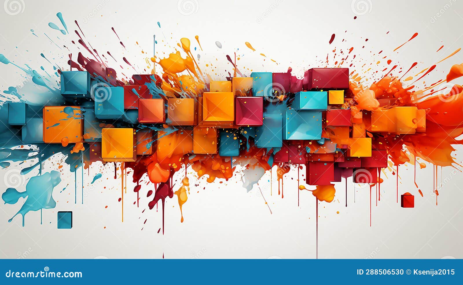 Abstract Texture with Squares and Paint Splashes. Pattern Design, Hand ...