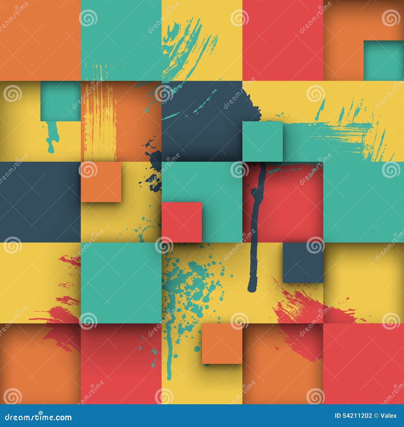Abstract Texture with Squares and Paint Splashes Stock Vector ...