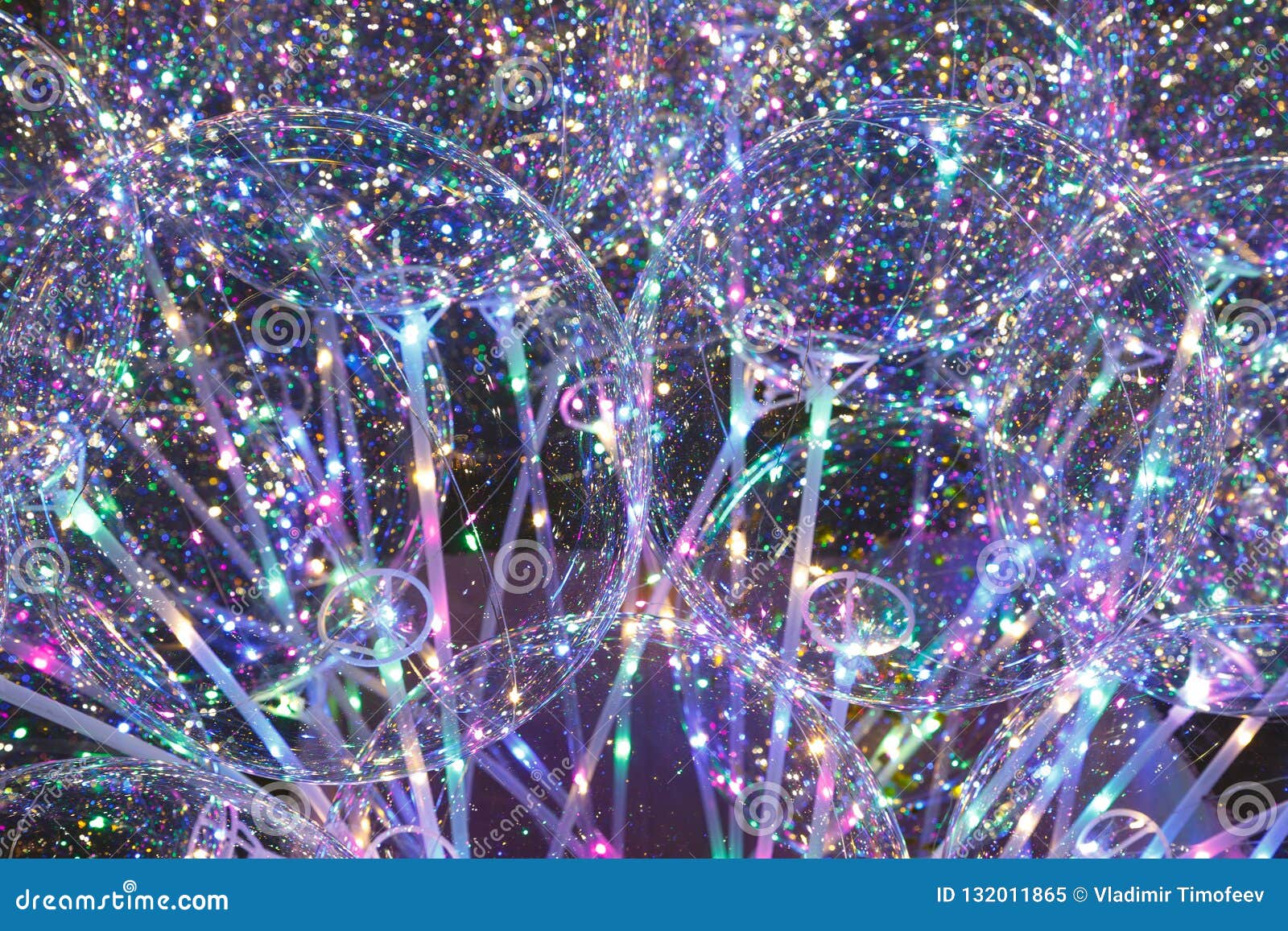 Abstract Texture of Transparent Balls with Lights, Depth of Field, Blur ...