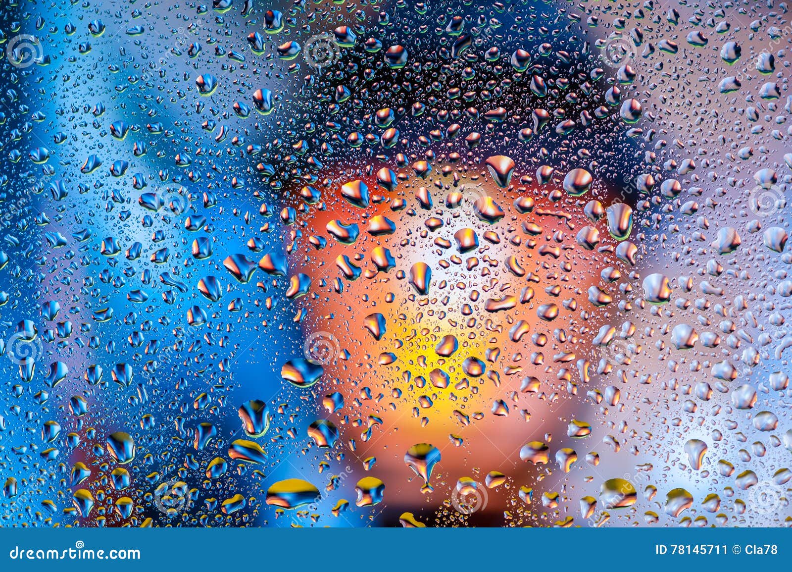 Abstract Texture. Water Drops on Glass with Lamp Background Stock Image ...