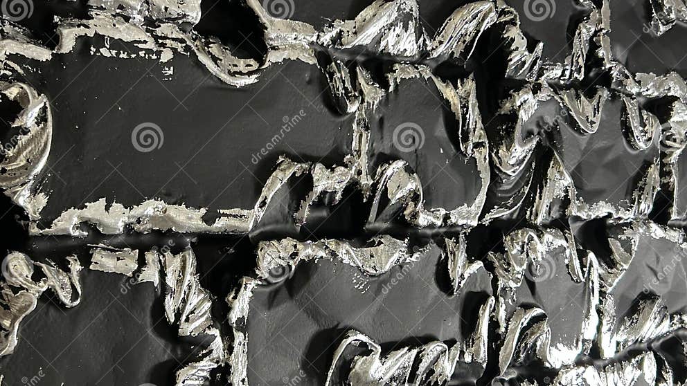Abstract Textured Art with Dynamic Silver Highlights on a Black ...