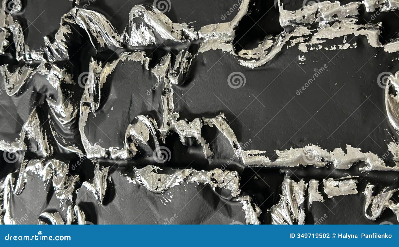 Abstract Textured Art with Dynamic Silver Highlights on a Black ...