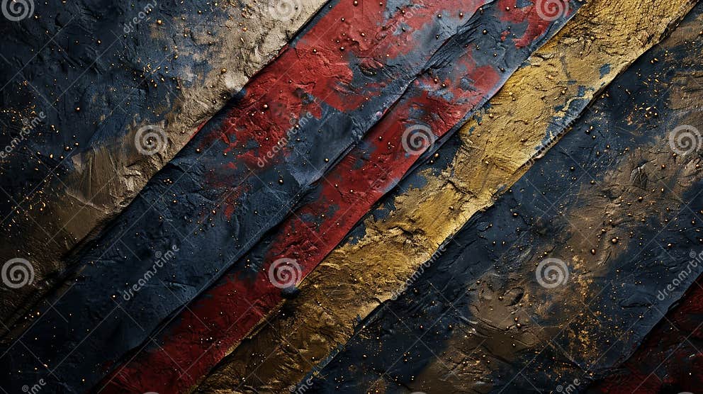 Abstract Textured Art Featuring Red, Blue, and Gold Stripes with a ...