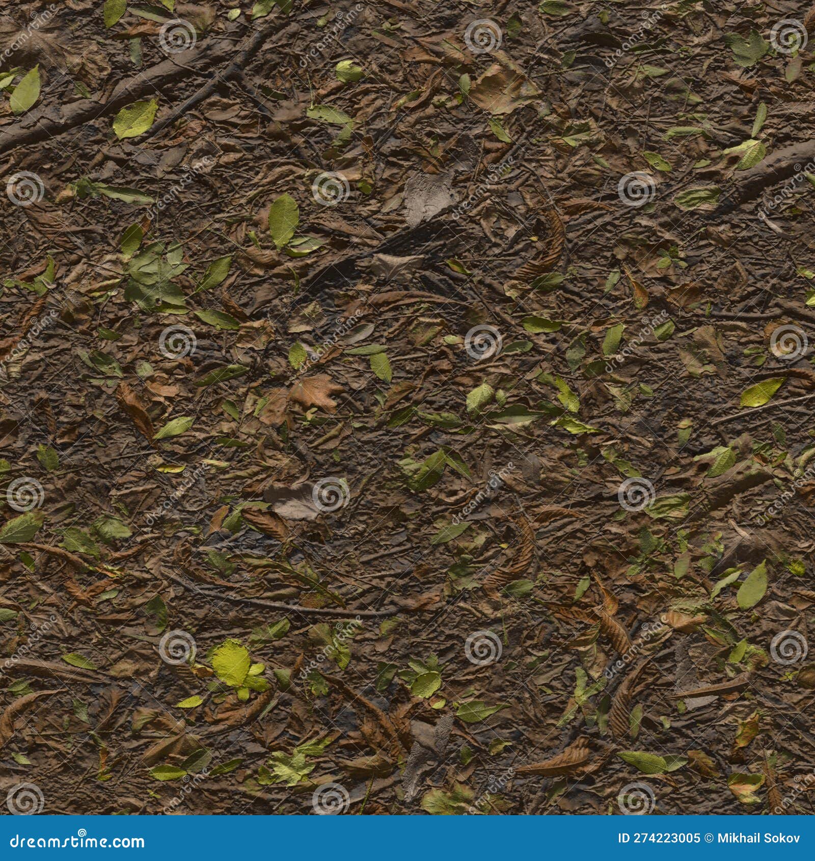 Abstract Textured Background with Wet Leaf Litter. Leafy Streambed ...