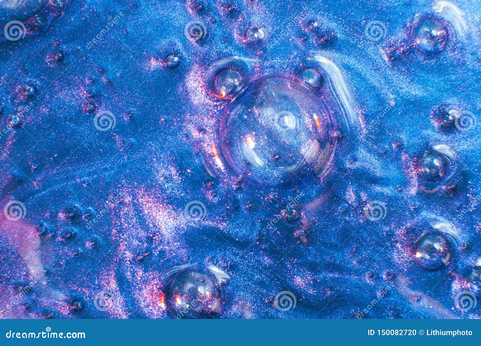 Abstract Textured Neon Gradient Blue Background Slime with Bubbles ...