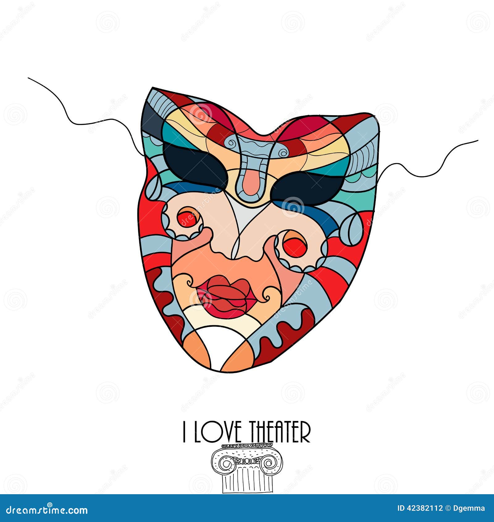 Theatrical Mask Sadness And Joy White Actor Play Face Antique Realistic ...