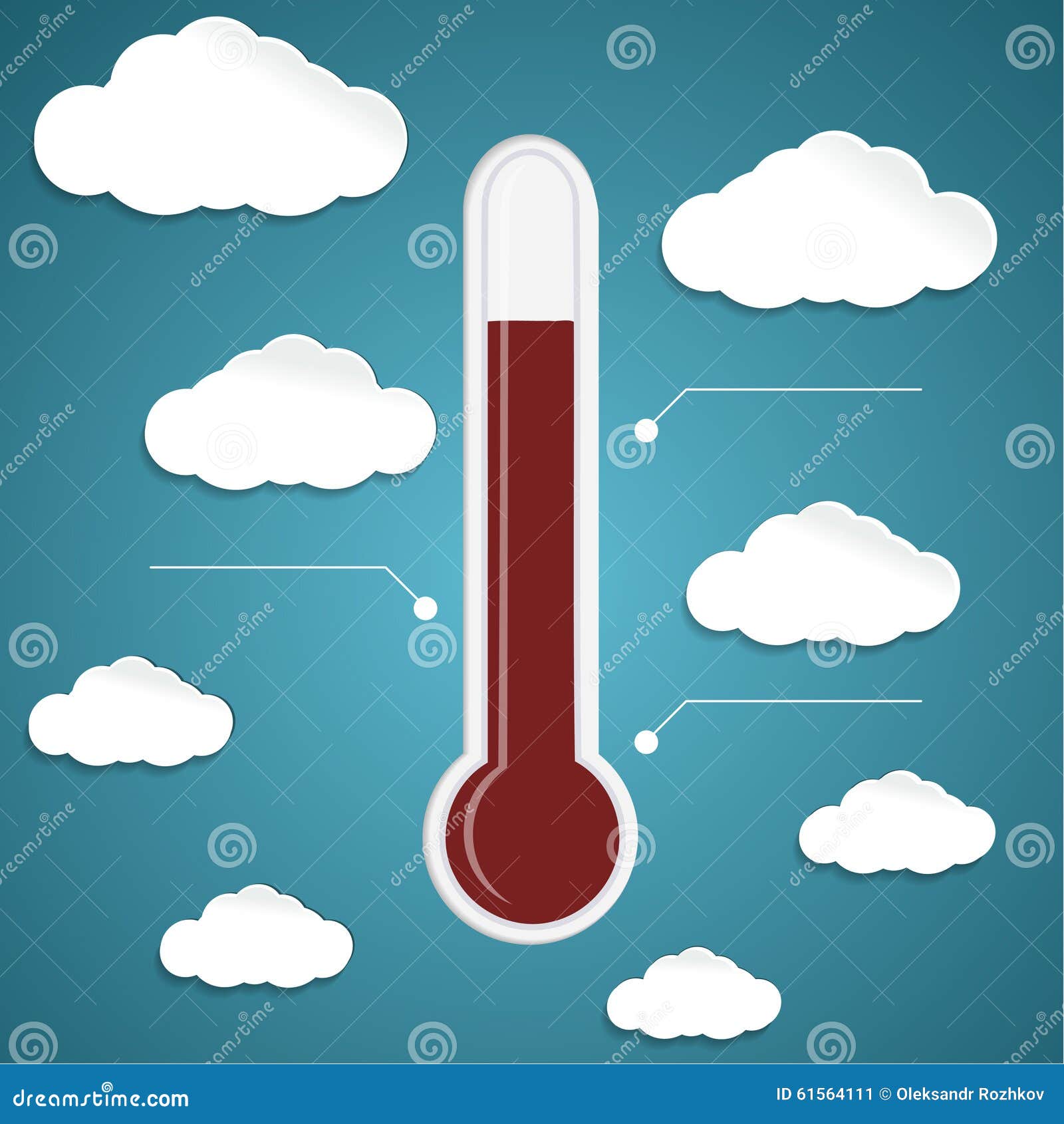 Abstract Thermometer on the Blue Background with Clouds Stock Vector ...