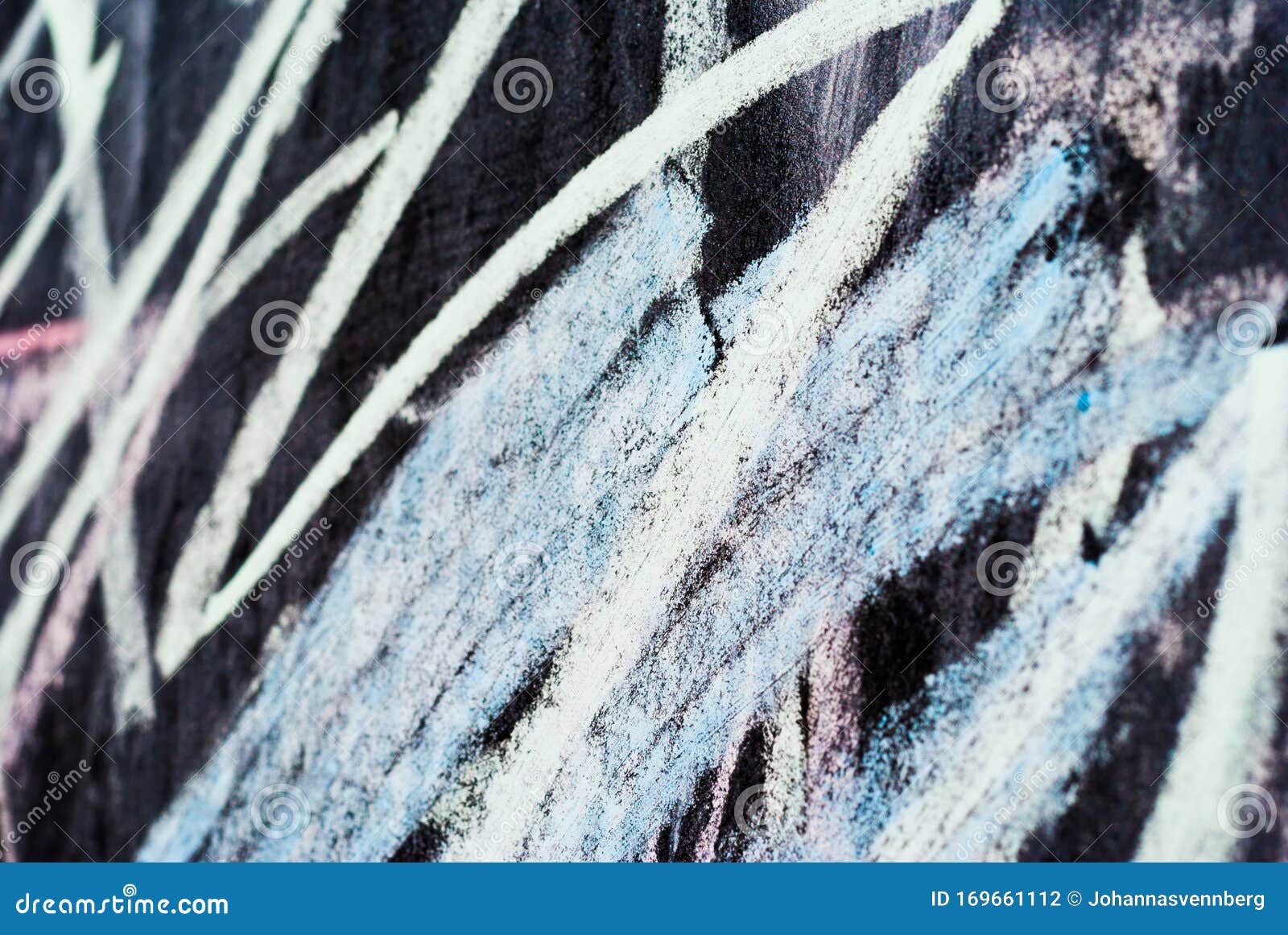 Abstract Chalk Scribbles in Pink, Blue and Light Yellow on a Blackboard ...