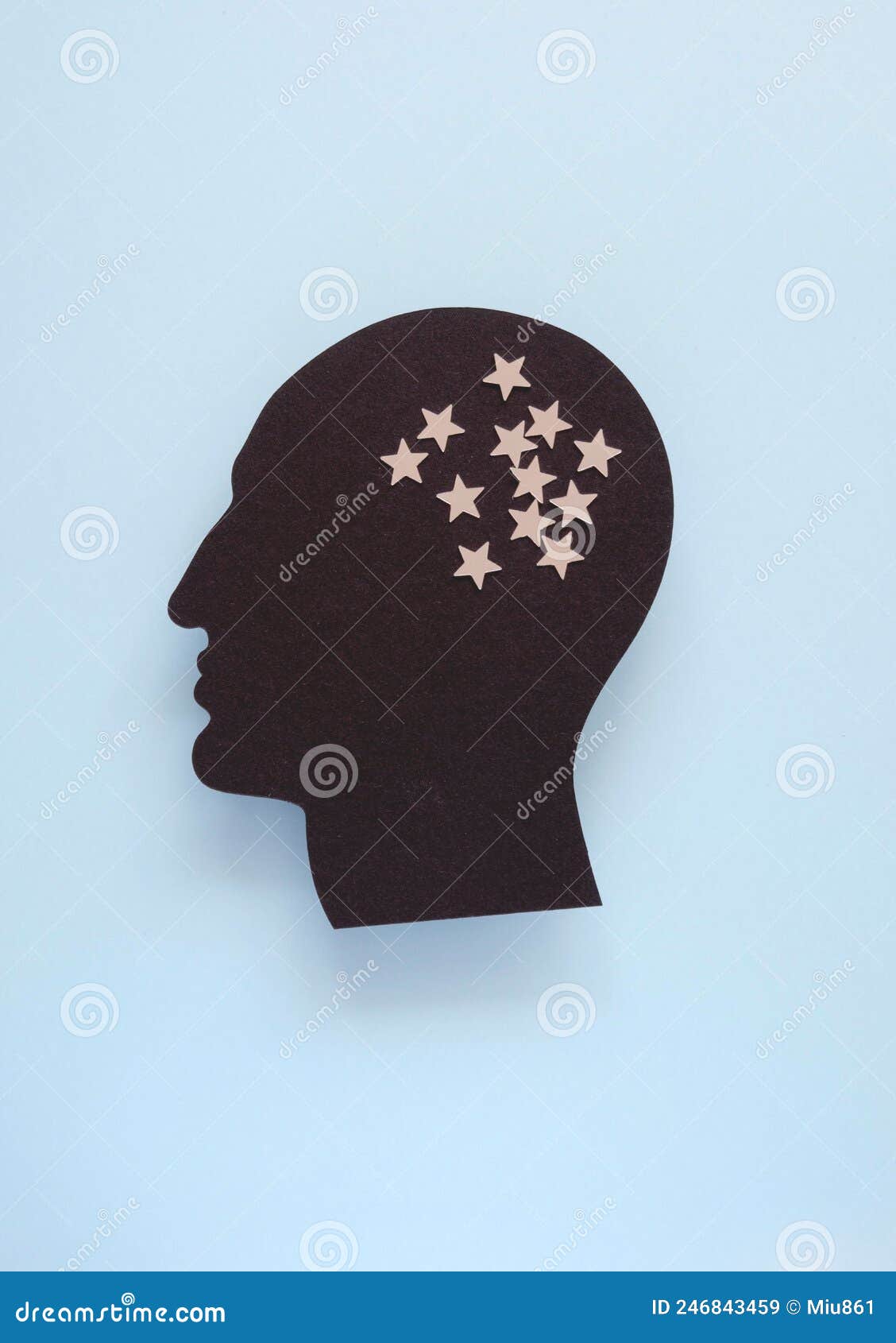 Abstract Thinking Man. Simple Black Human Head on a Blue Background ...