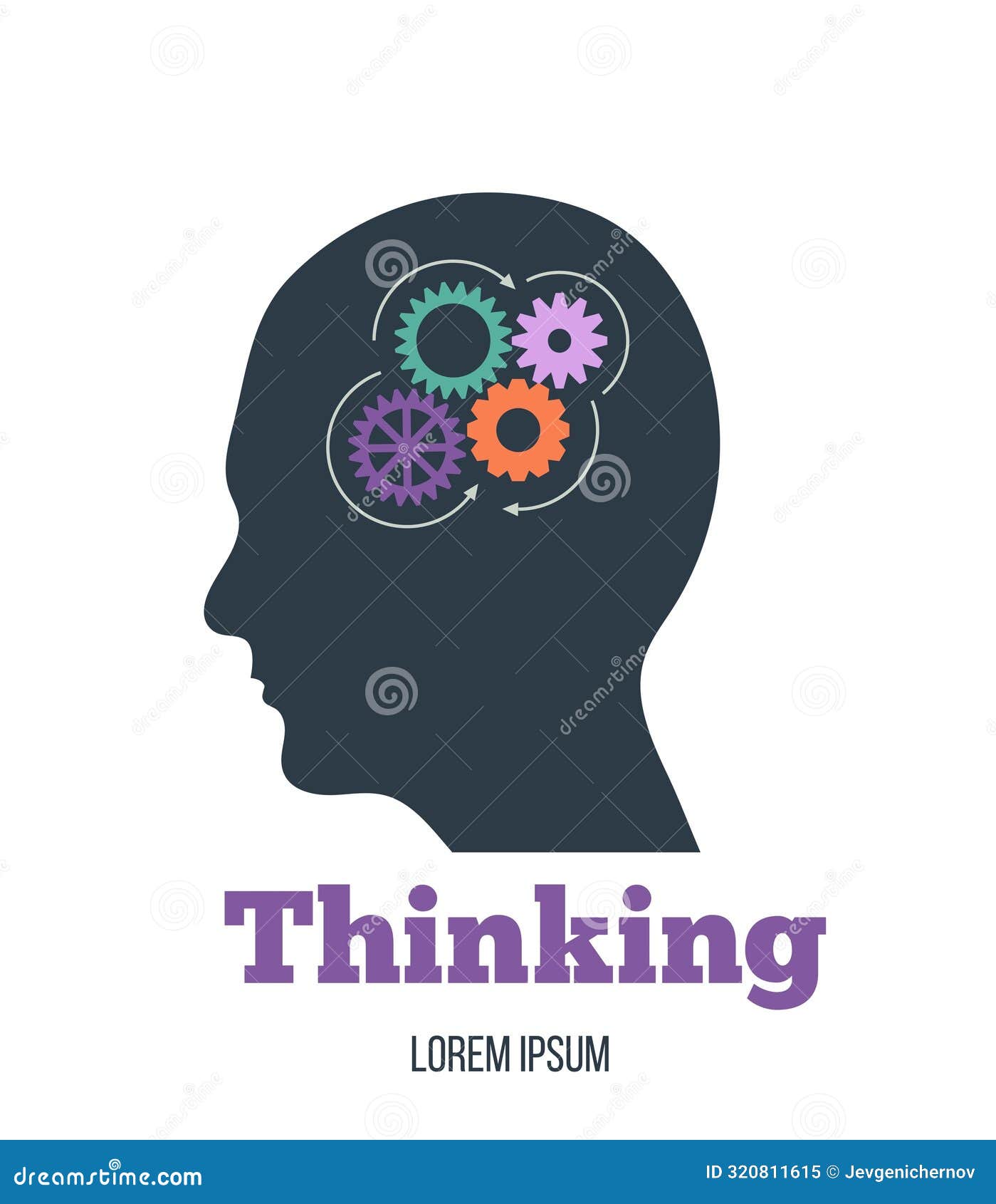 Abstract Thinking Process with Human Head and Gear Stock Vector ...