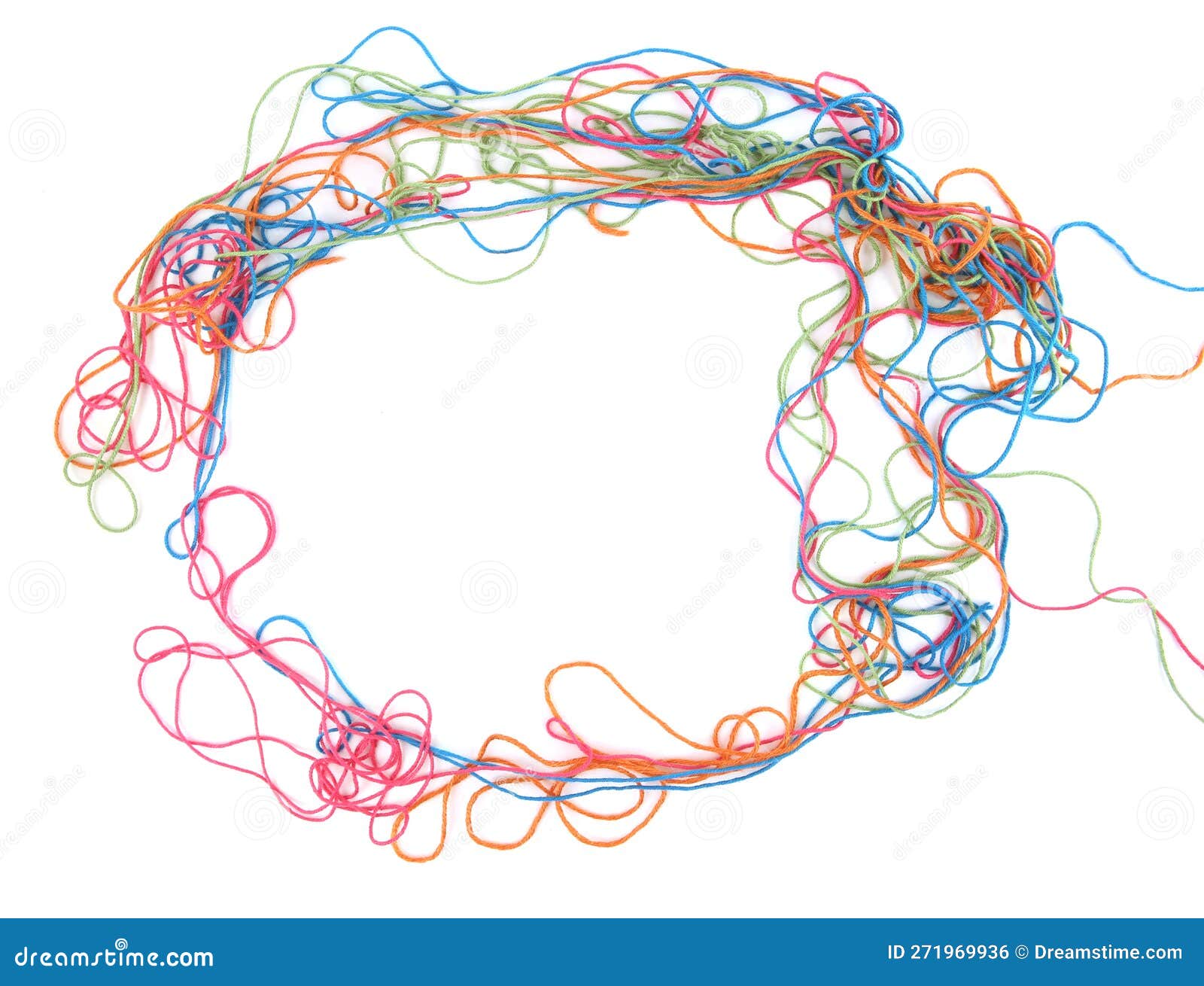 Circle of Tangled Colorful Cotton Threads Isolated on White Background ...