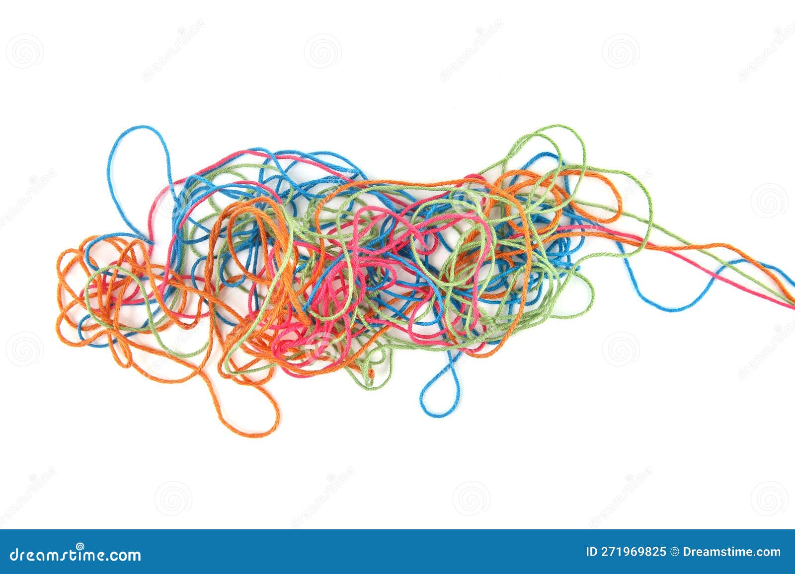 Tangled Colorful Cotton Threads Isolated on White Background. Stock ...