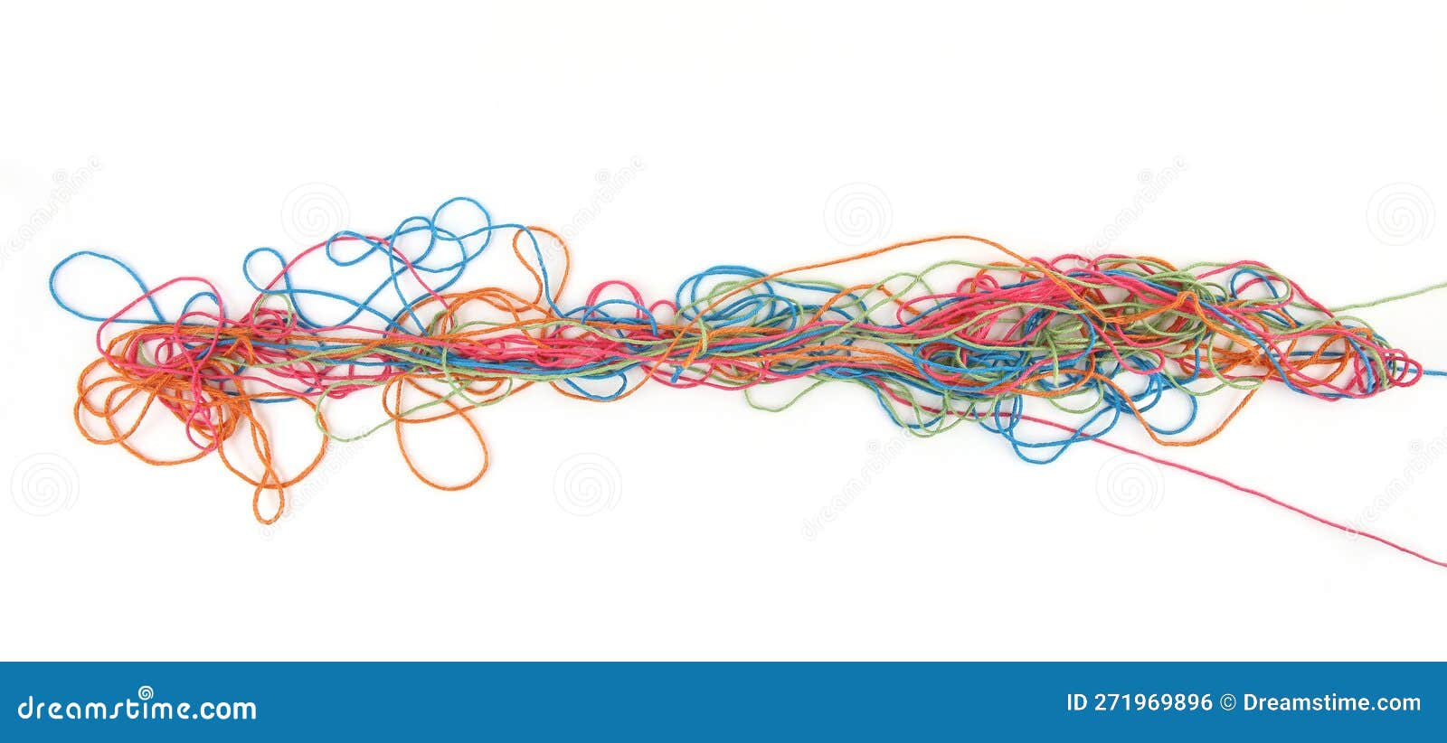 Tangled Colorful Cotton Threads Isolated on White Background. Stock ...