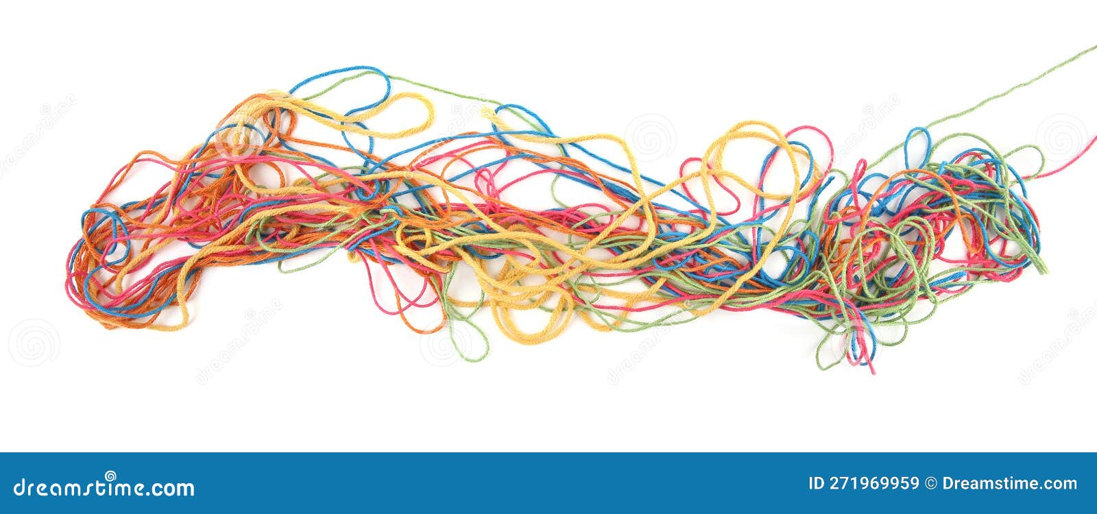 Tangled Colorful Cotton Threads Isolated on White Background. Stock ...