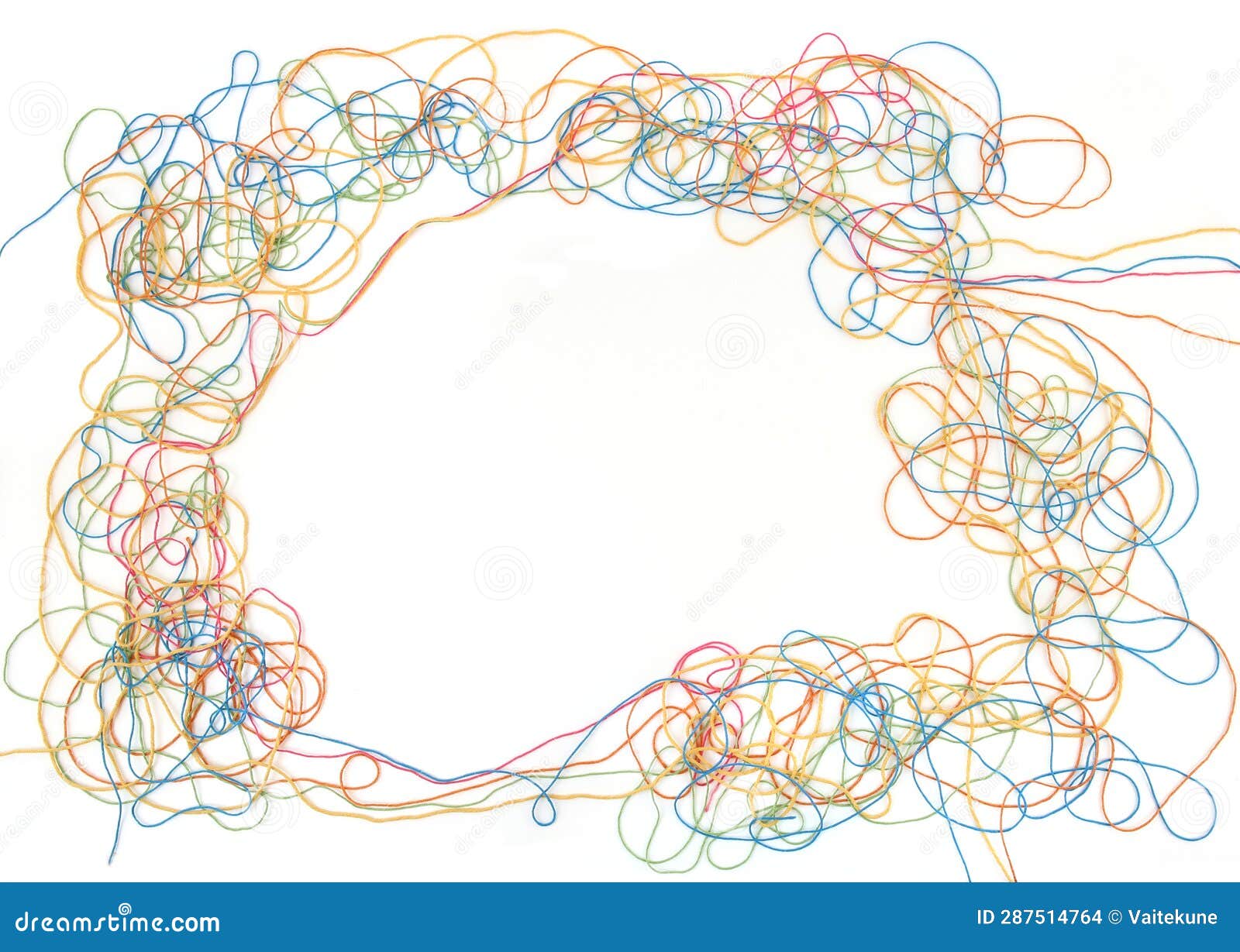 Tangled Colorful Cotton Threads Isolated on White Background. Stock ...