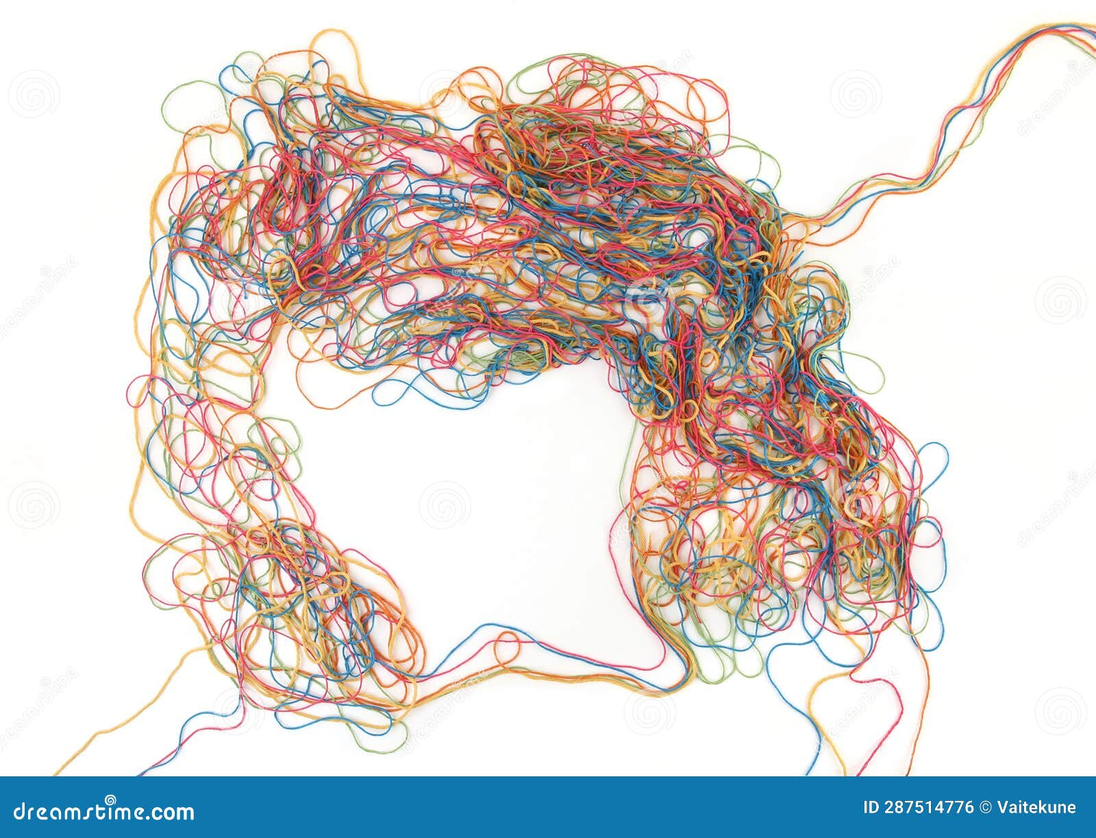 Tangled Colorful Cotton Threads Isolated on White Background. Stock ...