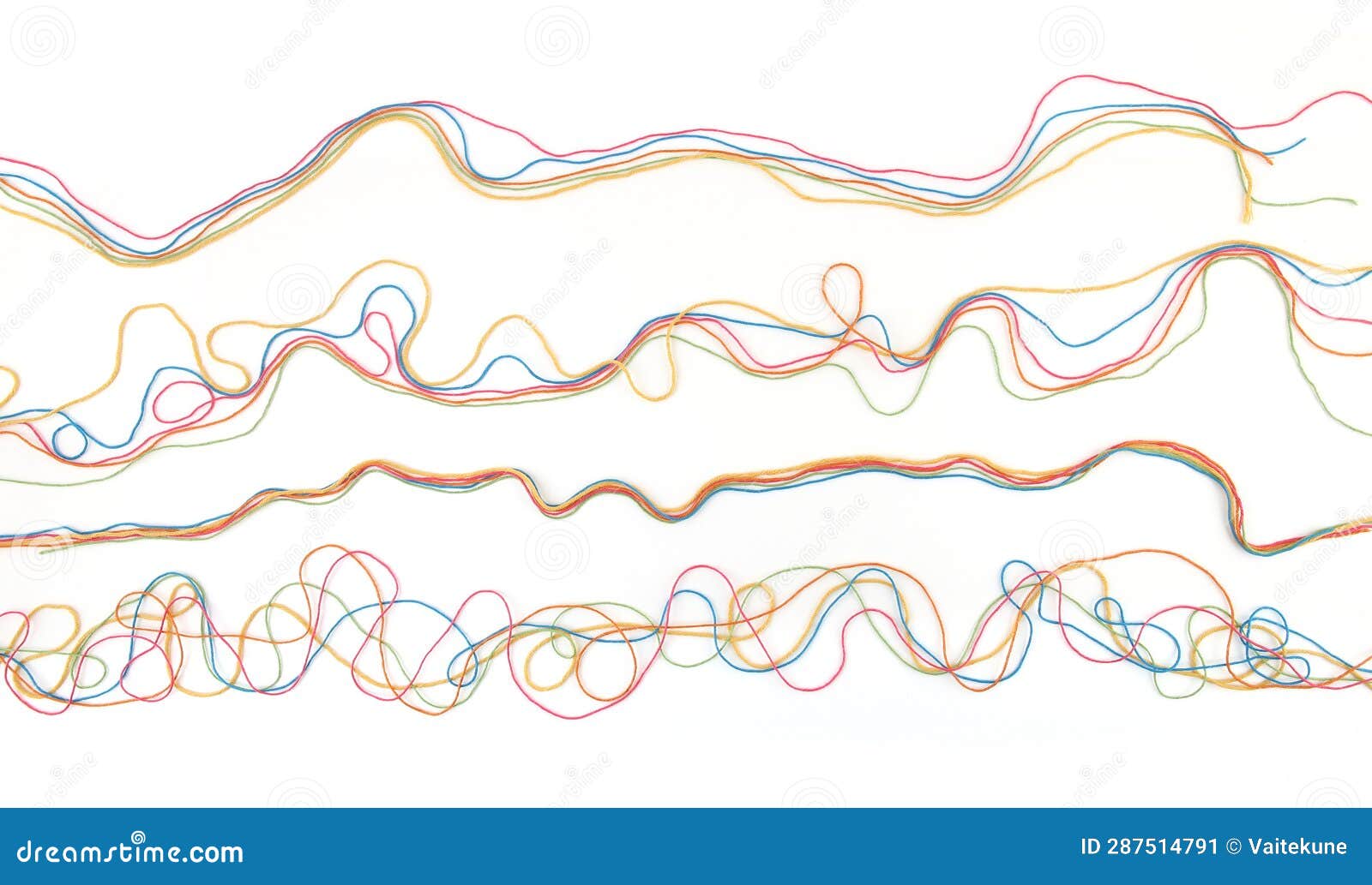 Tangled Colorful Cotton Threads Isolated on White Background. Stock ...