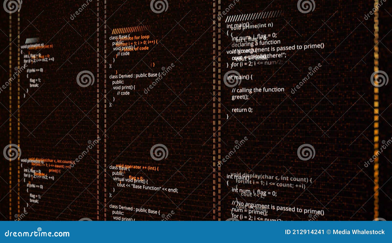 Abstract Three Columns with Coding Programs on Black Background, Seamless Loop. Animation Stock ...