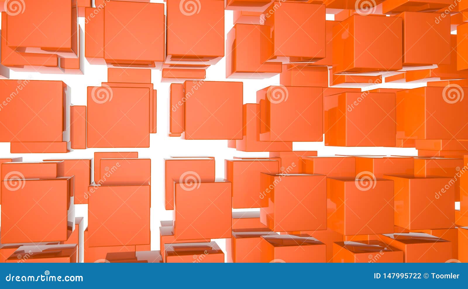 Abstract Three-dimensional Background of Orange Rectangles. 3d Render ...