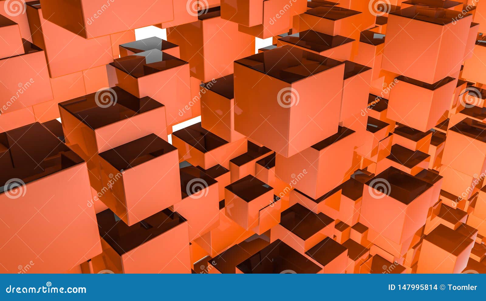 Abstract Three-dimensional Background of Orange Rectangles. 3d Render ...
