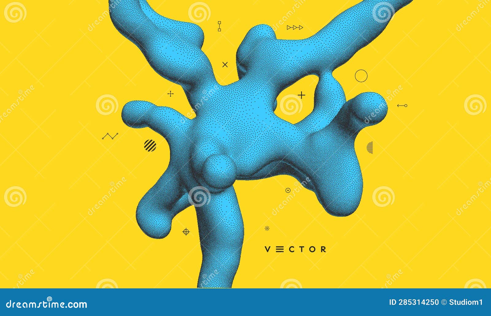 Abstract Three-dimensional Composition in Dotwork Style. Pointillism ...