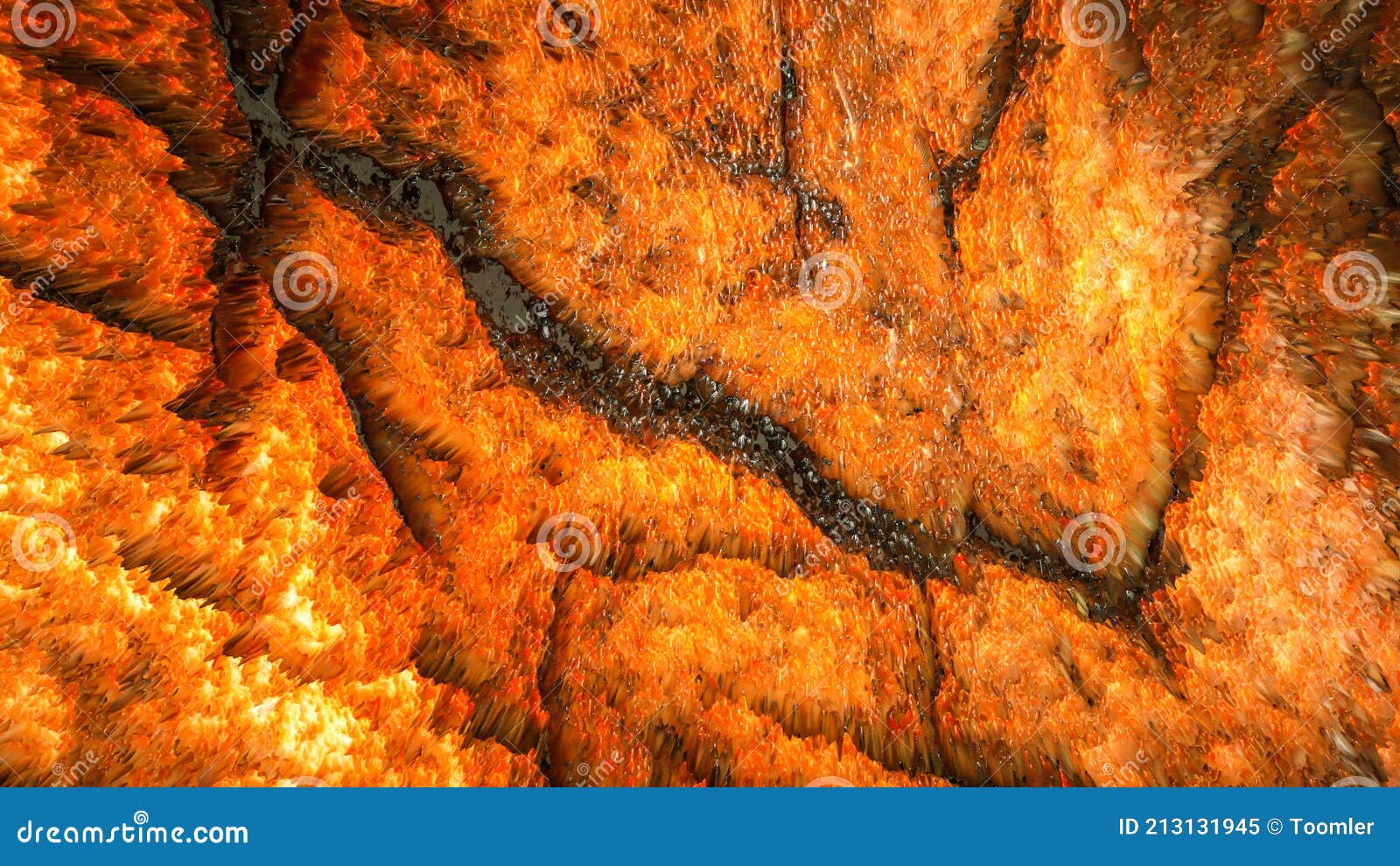 Abstract Three-dimensional Dark Orange Fiery Background. 3d Render ...