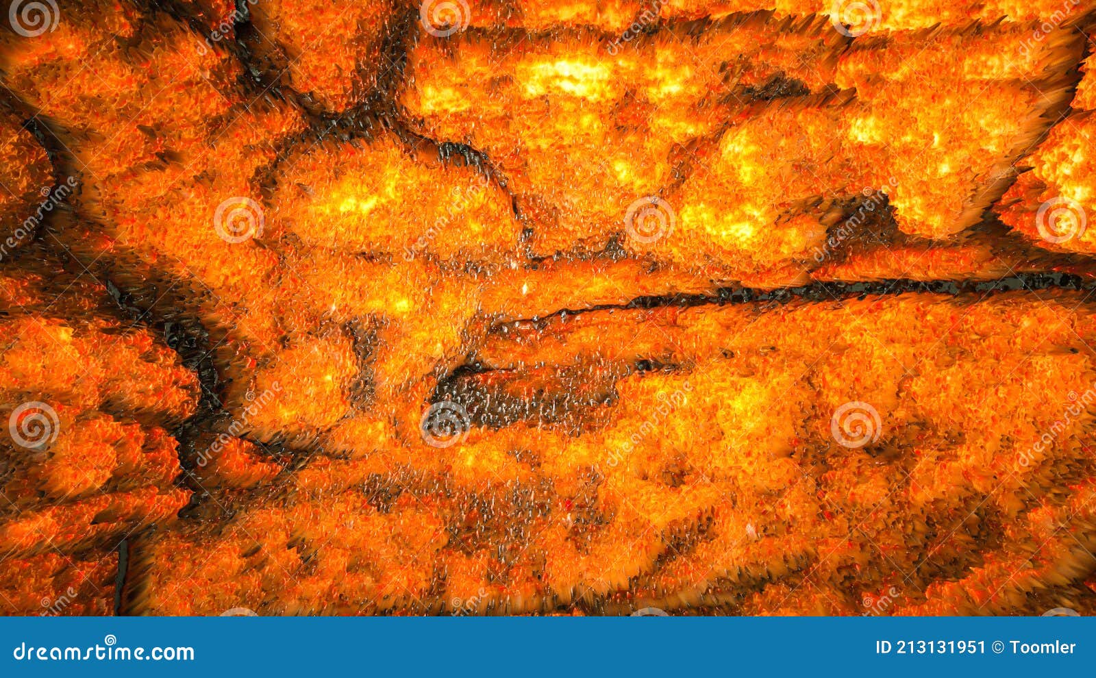 Abstract Three-dimensional Dark Orange Fiery Background. 3d Render ...