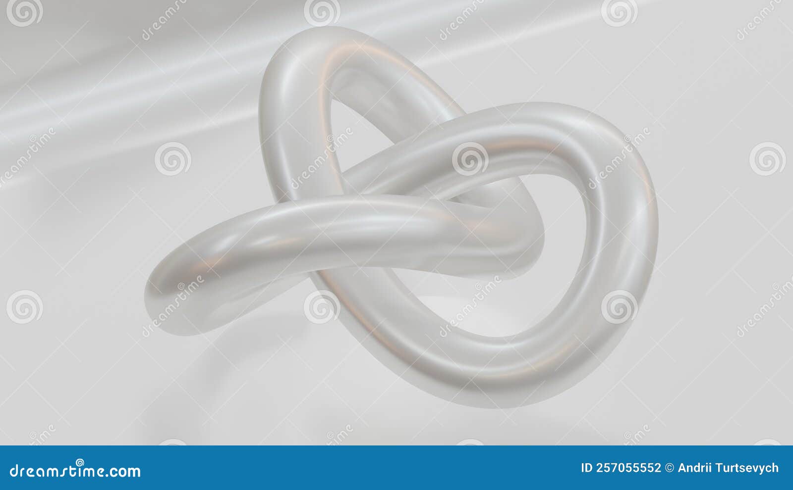Abstract Three-dimensional Isometric White Glossy Torus Knot, 3D ...