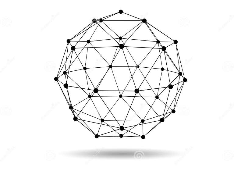 Abstract Three Dimensional Network Concept Wireframe Sphere Stock ...