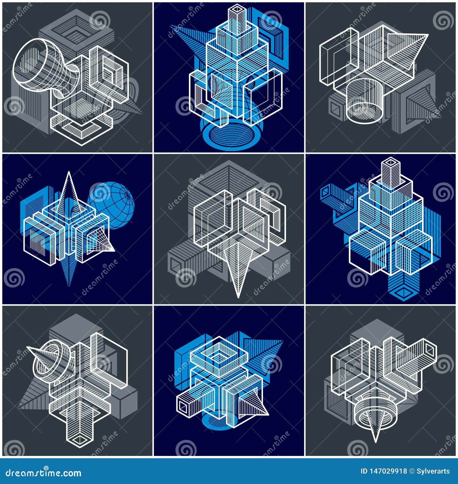 Abstract Three-dimensional Set, Vector Designs Stock Vector ...