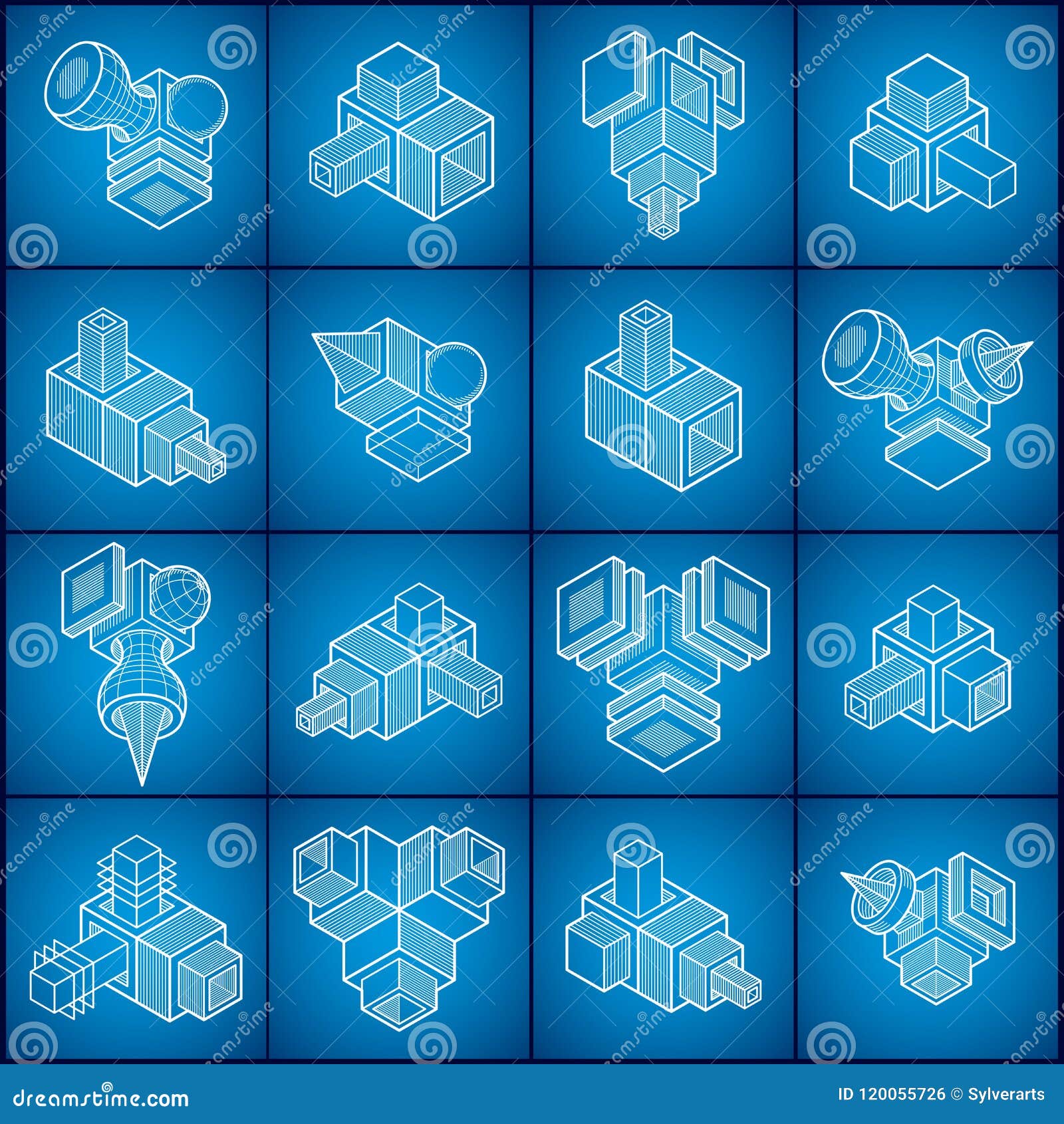 Abstract Three Dimensional Shapes Set, Vector Designs. Stock Vector ...