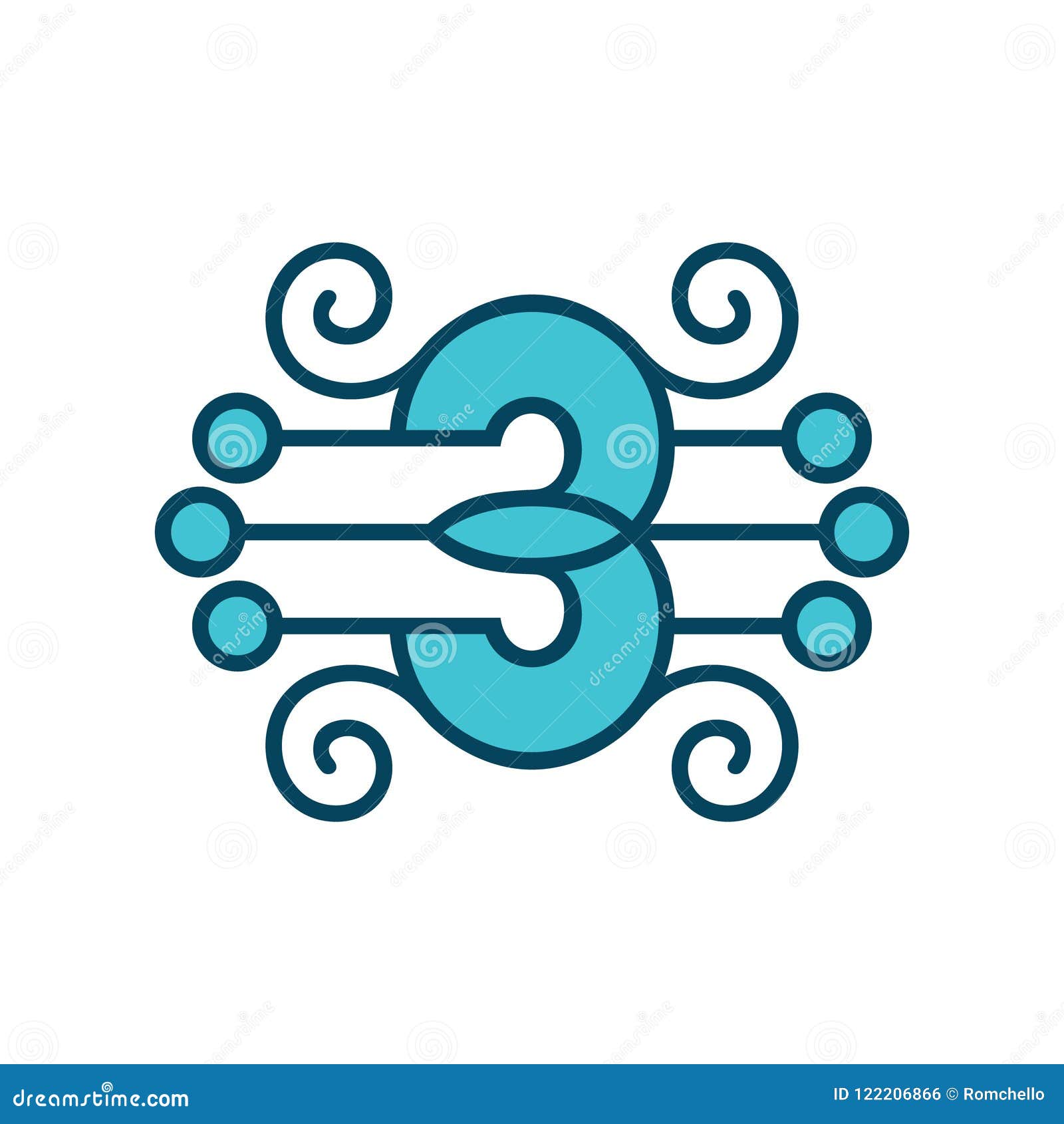 Number 3 vector sign stock vector. Illustration of emblem - 122206866