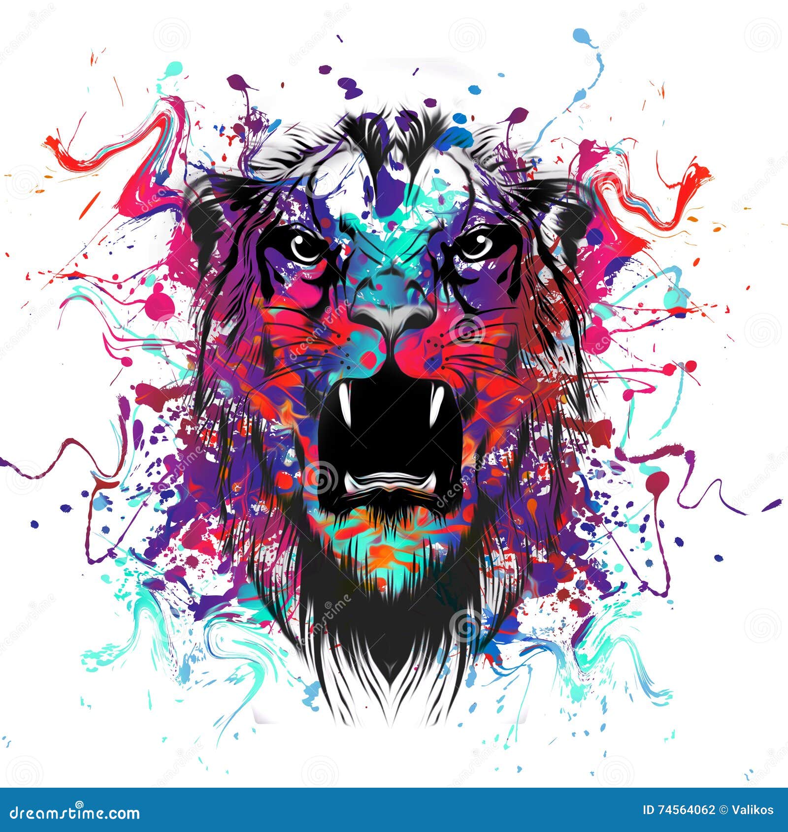 Abstract tiger head stock illustration. Illustration of pink - 74564062