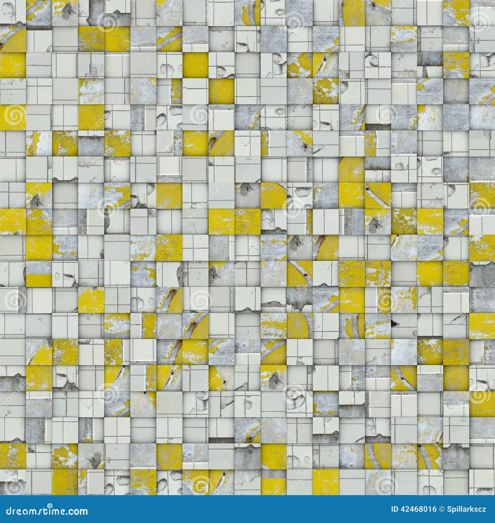 Abstract Tile Mosaic Backdrop in Yellow White Stock Illustration ...