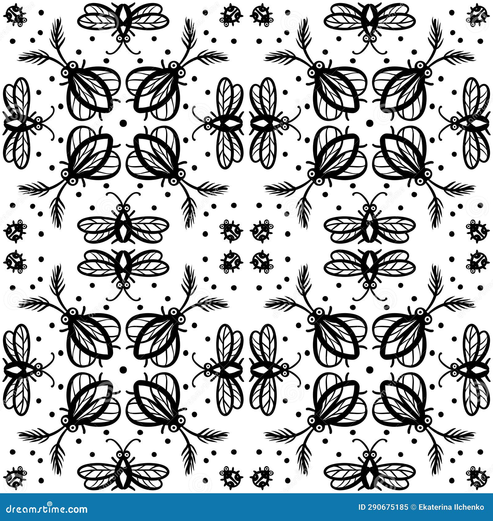 Abstract Tile Ornament. Black Silhouette on a White Background ...