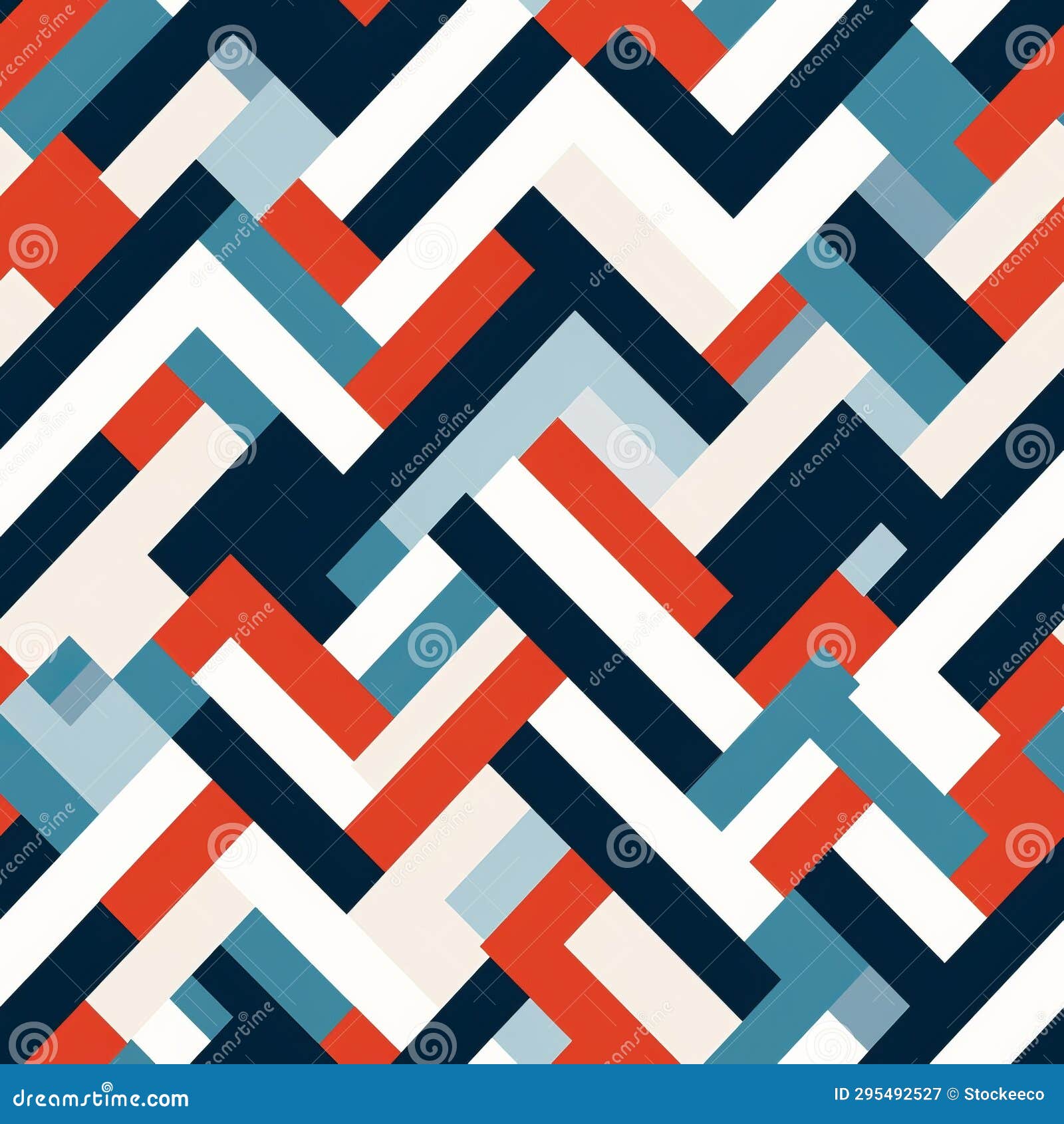 Abstract Tiled Pattern: Red, White, and Blue Geometric Design Stock ...