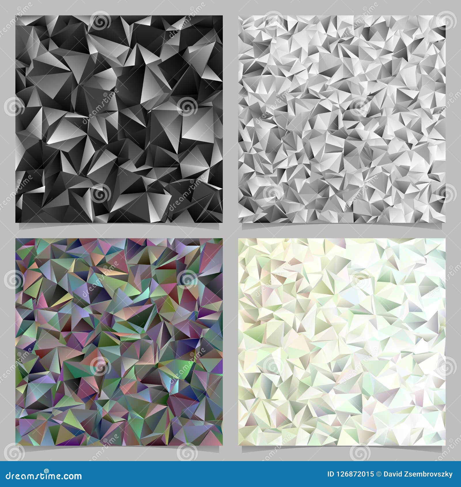 Abstract Tiled Triangle Pattern Background Set Vector Mosaic Designs