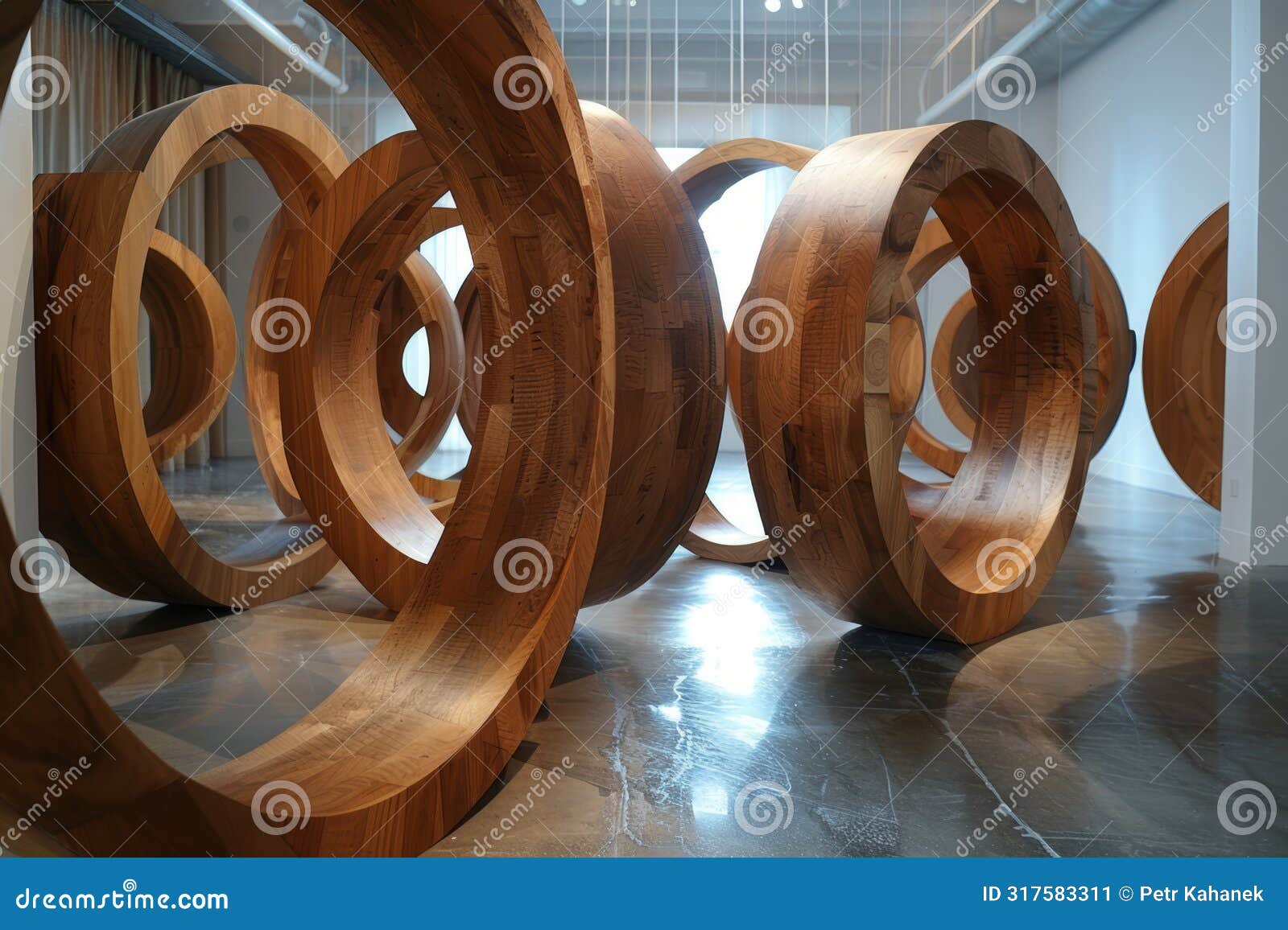 An Abstract Timber Art Installation in a Gallery, Featuring ...