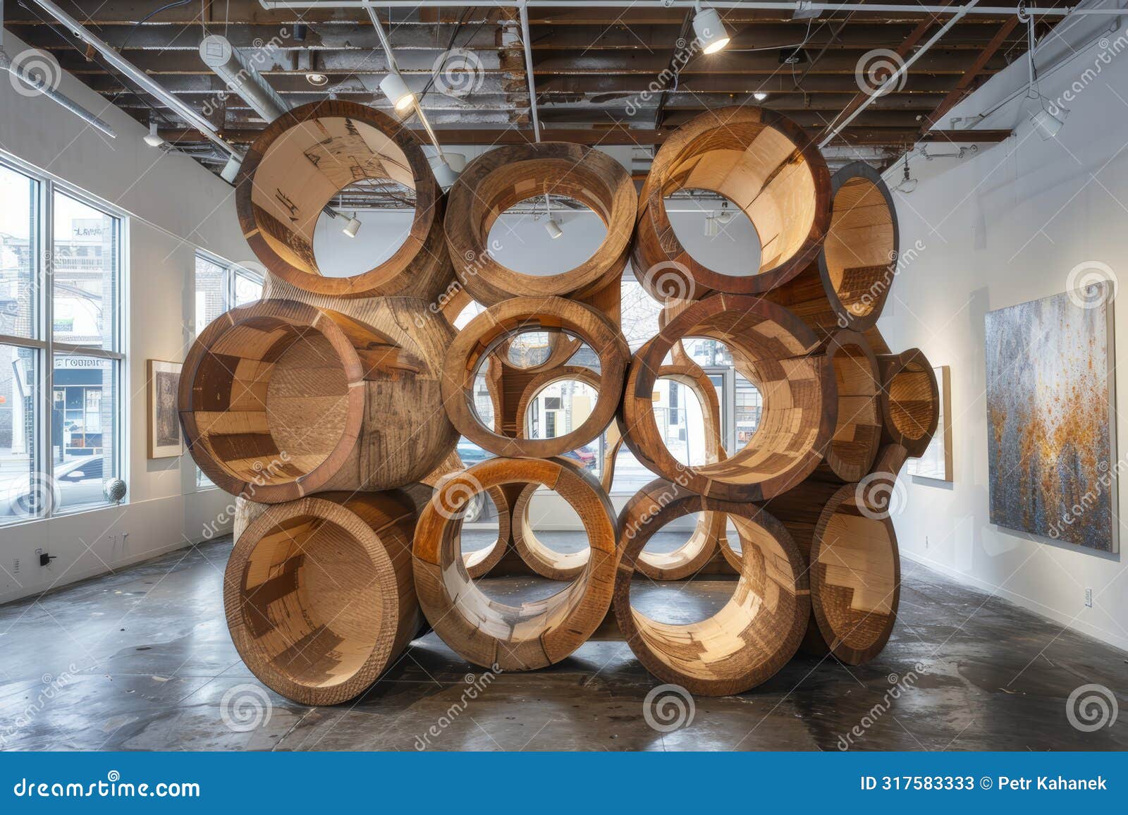 An Abstract Timber Art Installation in a Gallery, Featuring ...
